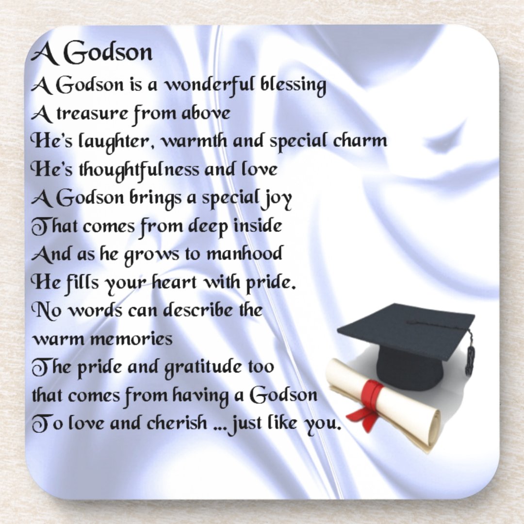 Godson poem - Graduation design Drink Coaster | Zazzle