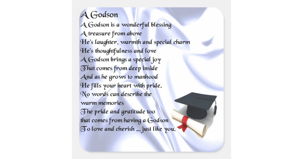 Godson poem - Graduation design Square Sticker | Zazzle