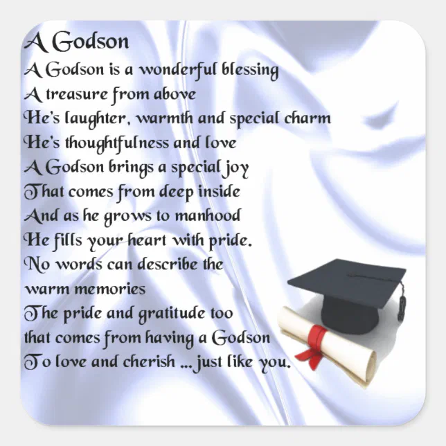 Godson poem - Graduation design Square Sticker | Zazzle