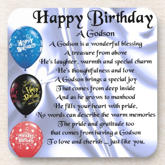 Godson Poem - happy birthday design Coaster | Zazzle.com