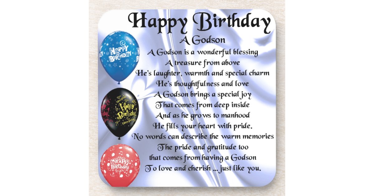 Godson Poem - happy birthday design Coaster | Zazzle