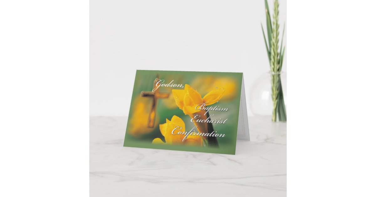 Godson RCIA Cross Crocus Congratulations Card | Zazzle