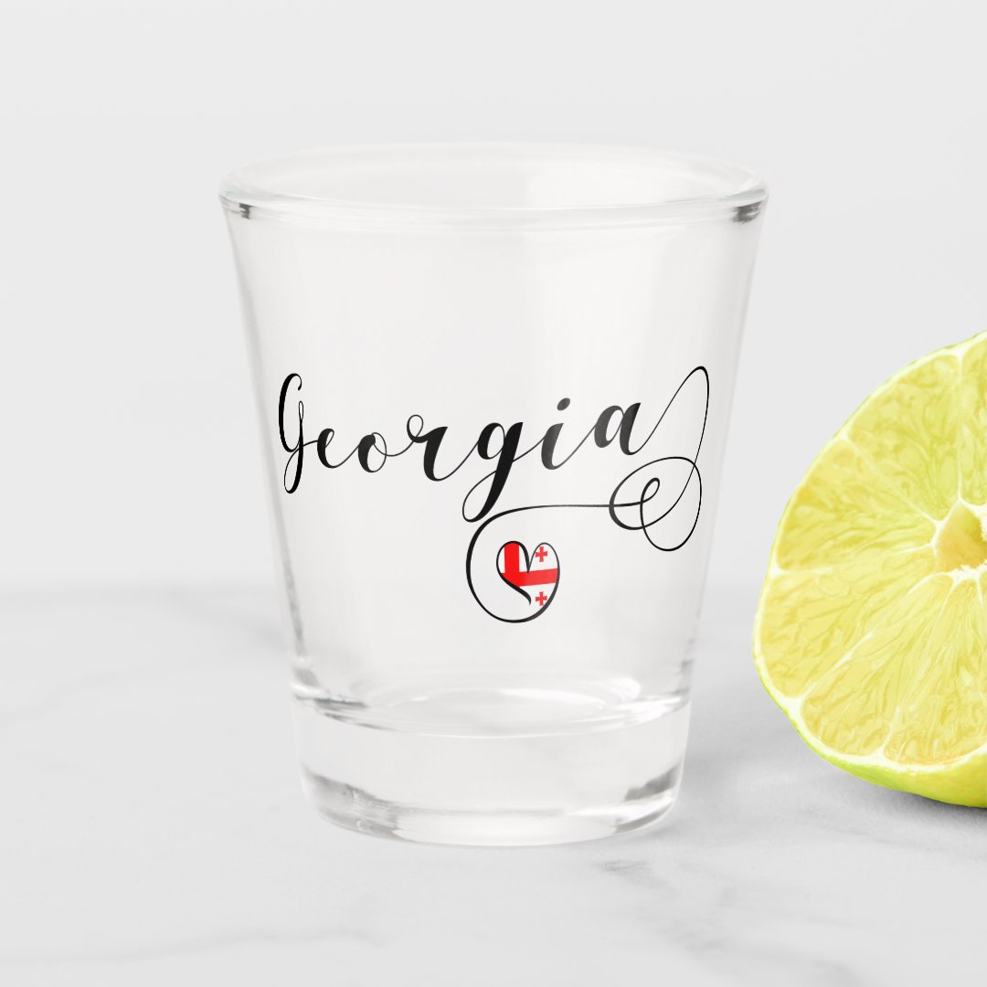 Goergian Flag in Heart, Georgia Shot Glass | Zazzle