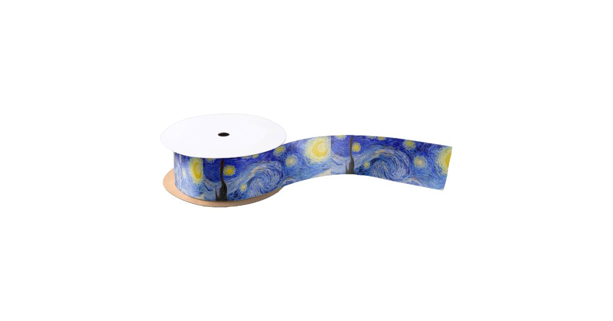 Gogh , "Starry Night" Satin Ribbon | Zazzle