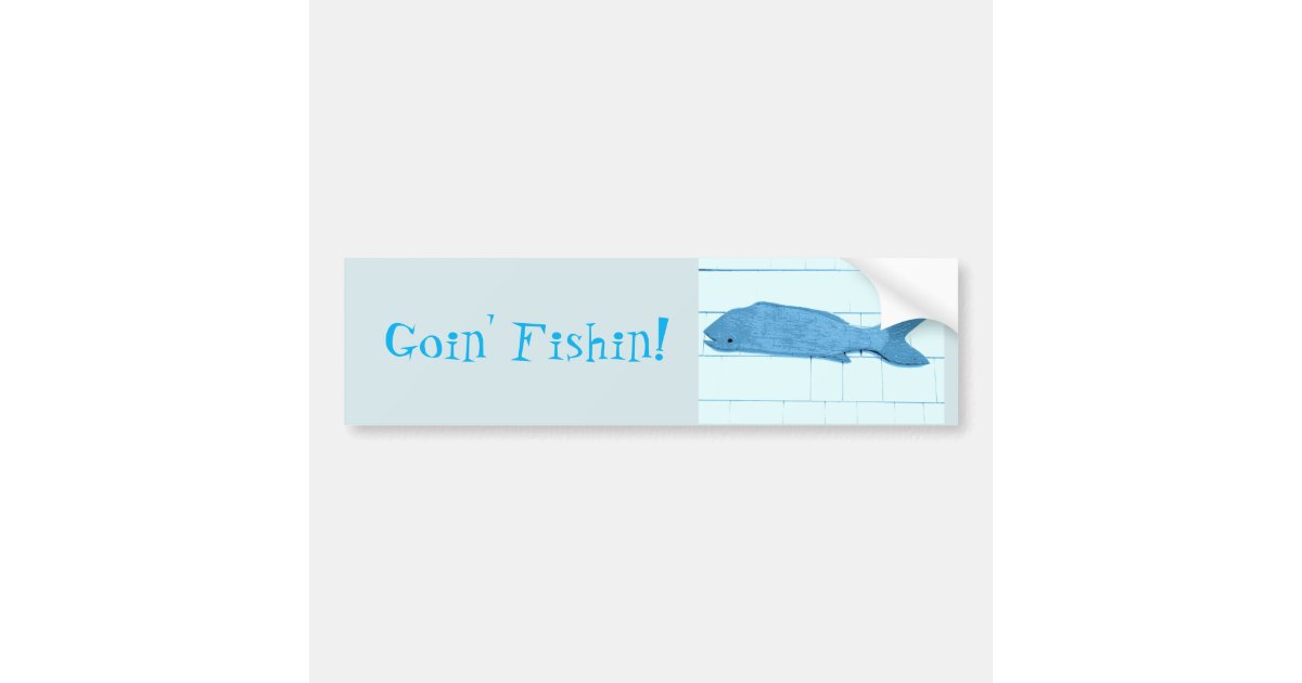 goin' fishin blue fish logo bumper sticker | Zazzle