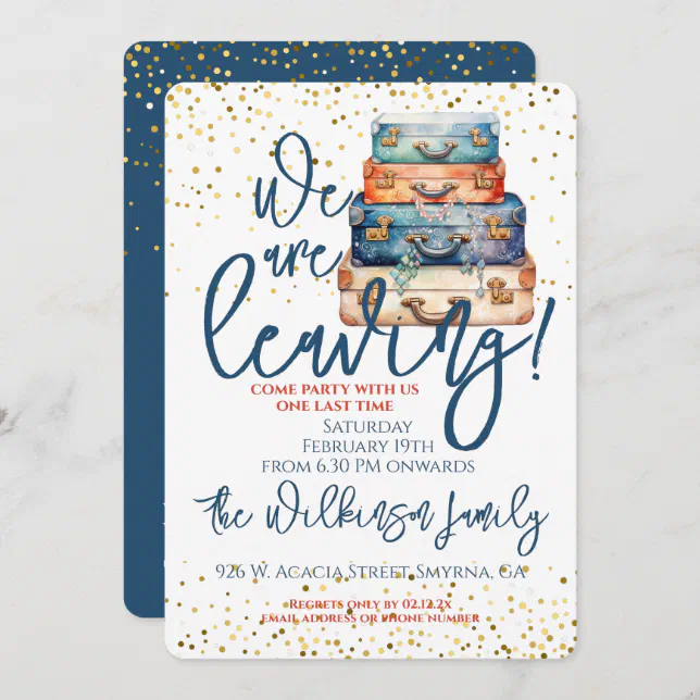 Going Away Family Moving Party Invitation | Zazzle