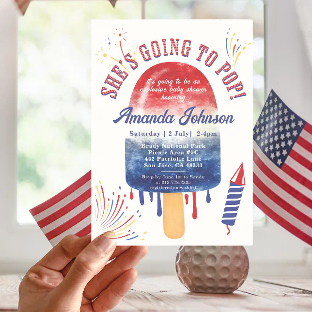 Going to Pop Fireworks Popsicle 4th Baby Shower Invitation | Zazzle