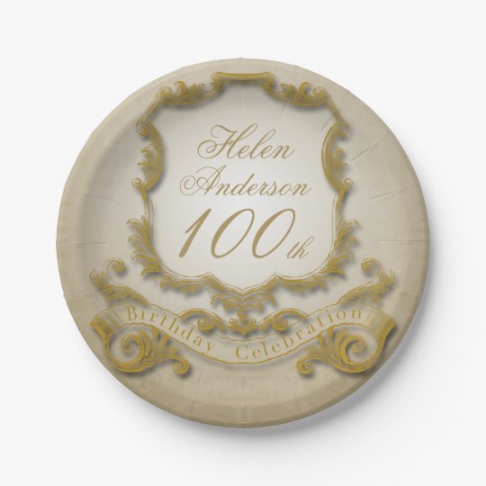 Gold 100th Birthday Celebration Paper Plates | Zazzle.com