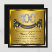 Gold 100th Birthday Party Invitation | Zazzle