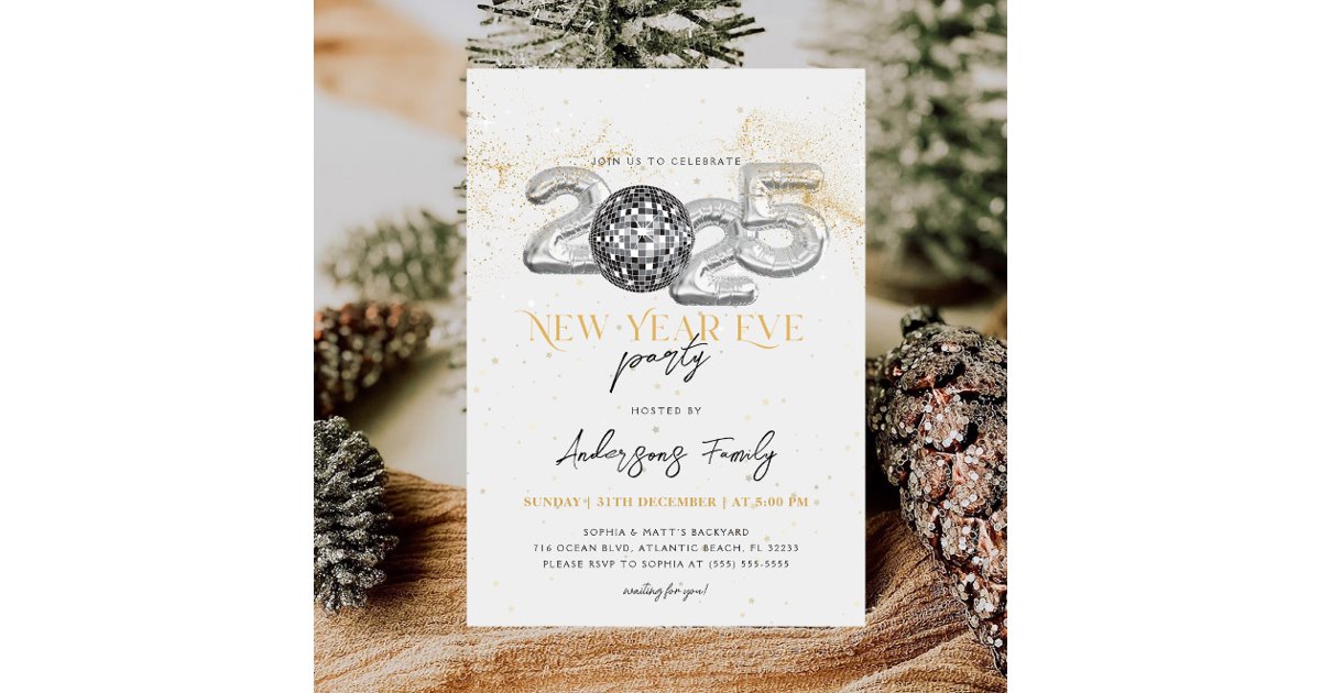Gold 2025 New Year's Eve Party Disco Ball Invitation | Zazzle