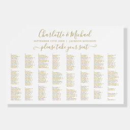 Gold 300 Names Wedding Seating Chart Sign | Zazzle
