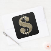 Gold 3D Glitter Dollar Sign Square Sticker | Zazzle