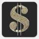 Gold 3D Glitter Dollar Sign Square Sticker | Zazzle