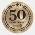 Gold 50th Anniversary Business Logo Commemorative Classic Round Sticker ...