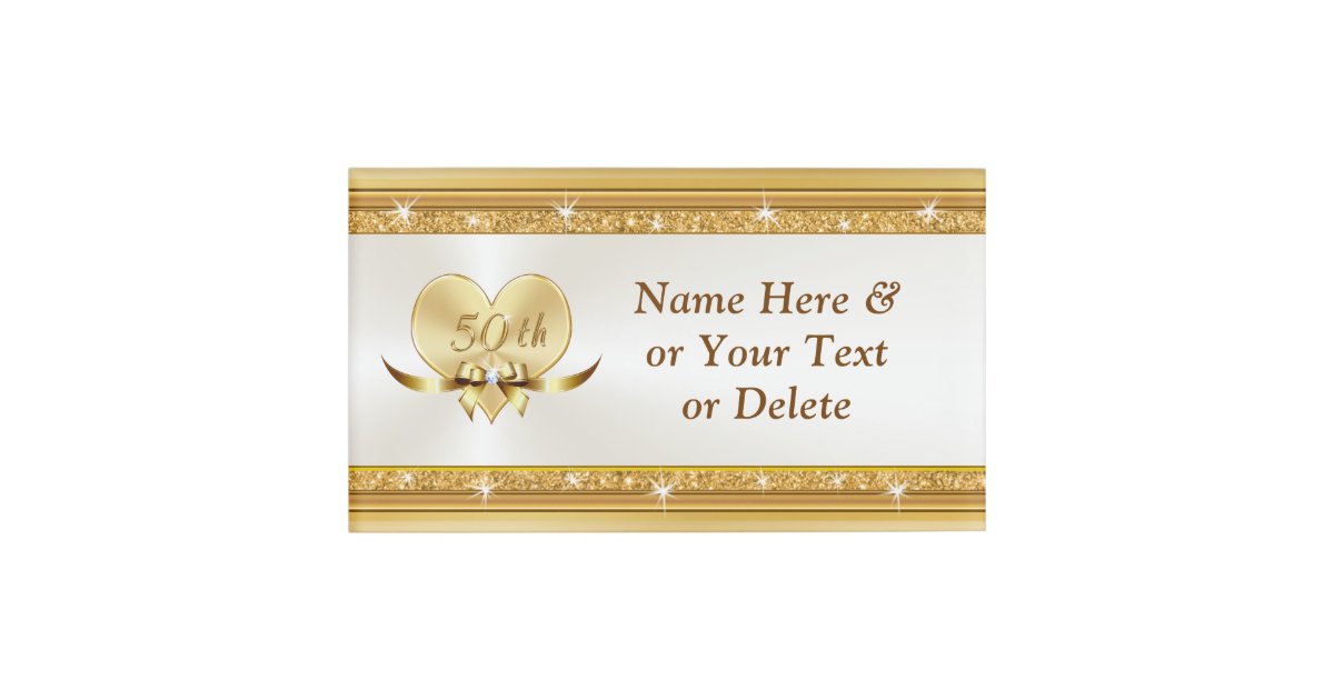 Gold 50th Anniversary Custom Magnetic Name Tags | Zazzle