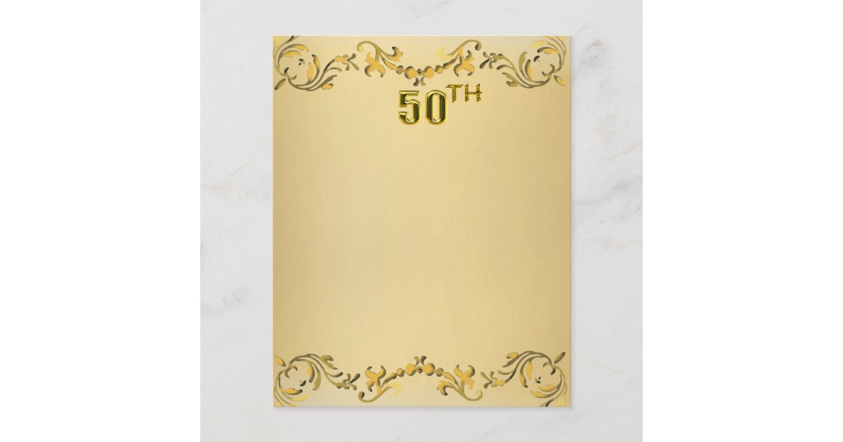 Gold 50th Anniversary Or Birthday Antique Flyer | Zazzle