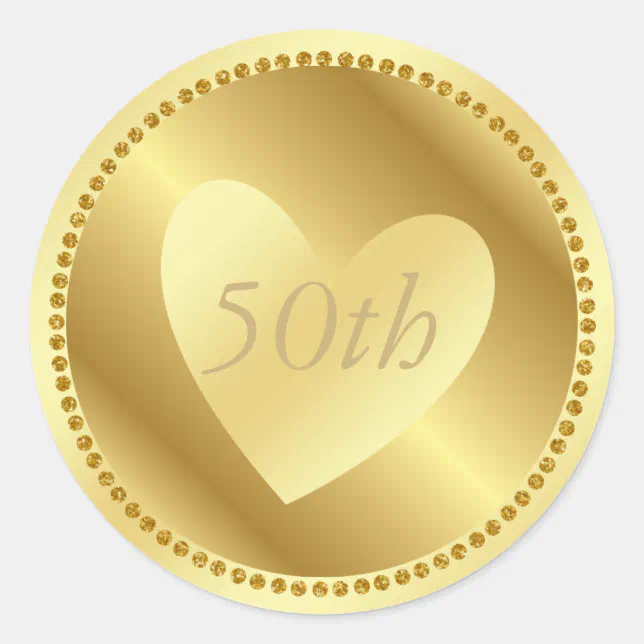 Gold 50th Anniversary Sticker | Zazzle