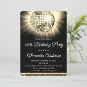 Gold 50th Birthday Party 70s Disco Ball Invitation | Zazzle