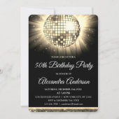 Gold 50th Birthday Party 70s Disco Ball Invitation | Zazzle