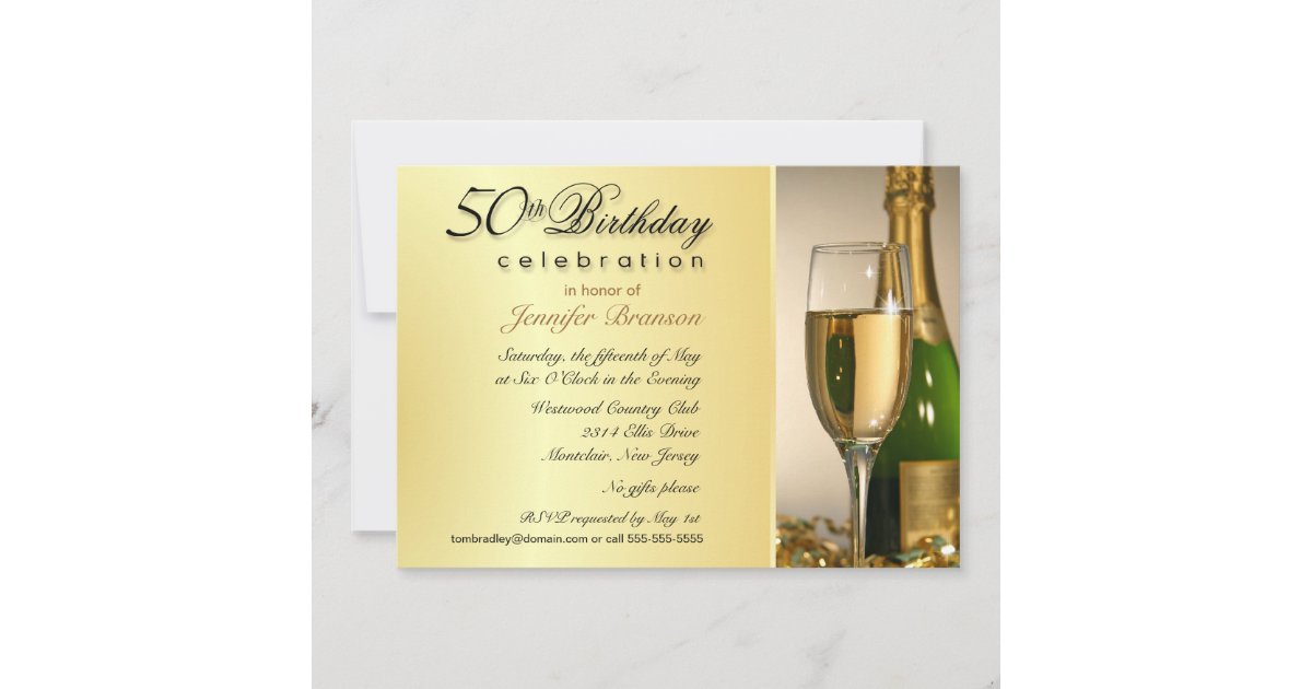 Gold 50th Birthday Party Invitations with Monogram | Zazzle