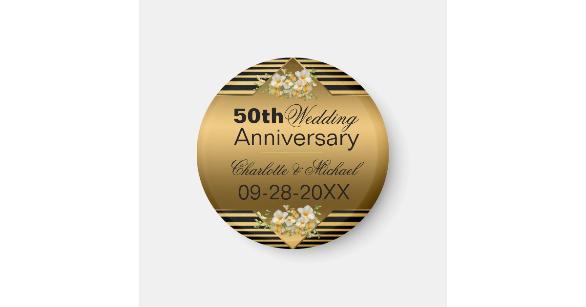 Gold 50th Wedding Anniversary Magnet | Zazzle
