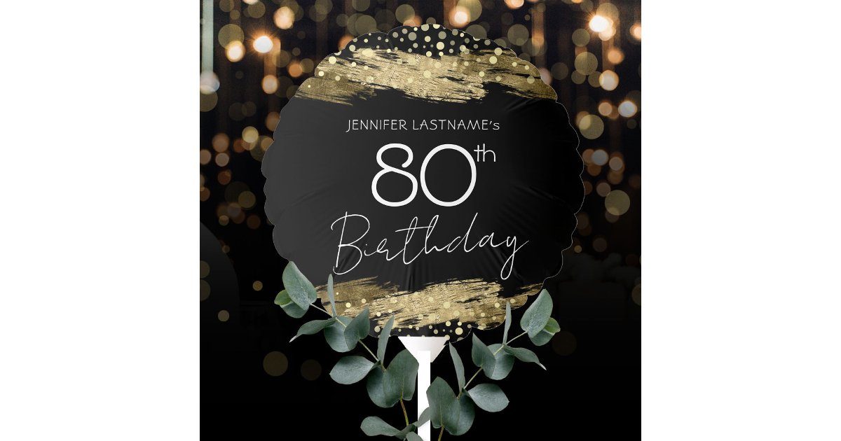 Gold 80th Birthday Party Balloon | Zazzle