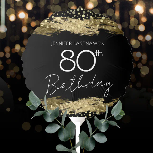 Gold 80th Birthday Party Balloon | Zazzle