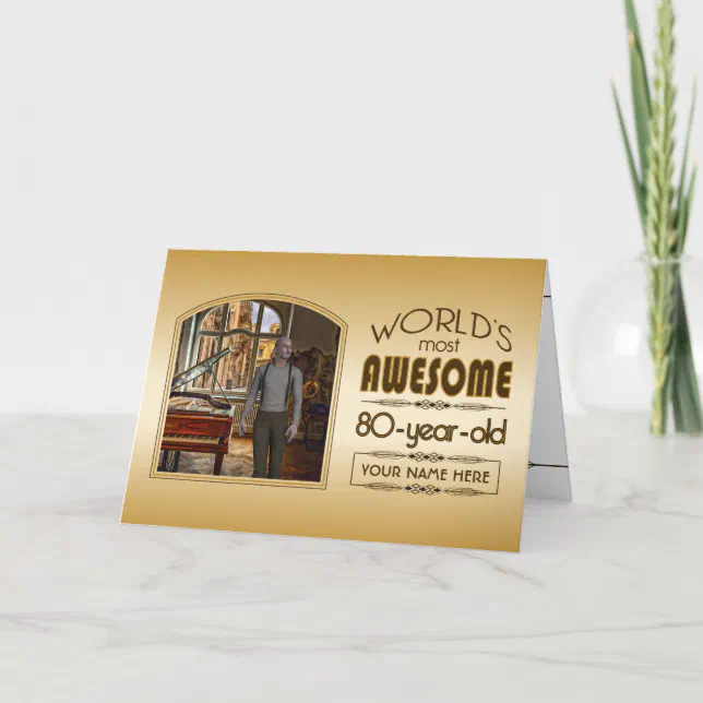 Gold 80th Birthday World’s Best Custom Photo Frame Card | Zazzle