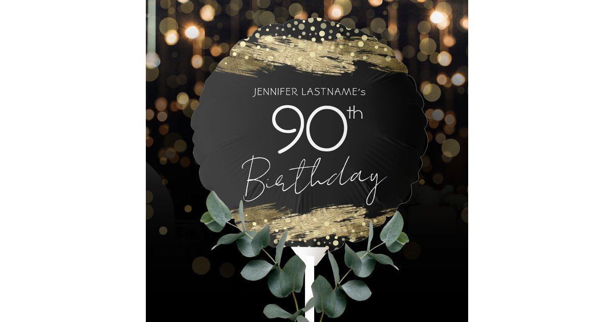 Gold 90th Birthday Party Balloon | Zazzle