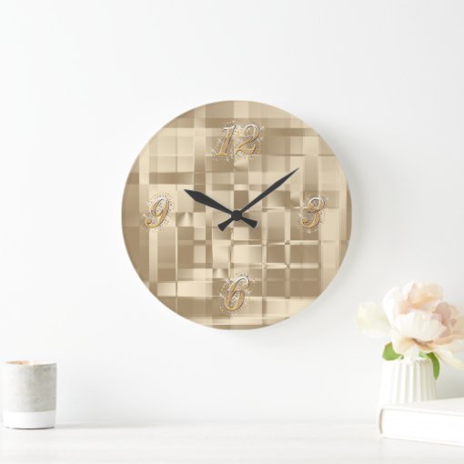 Gold Abstract Bling Wall Clock | Zazzle