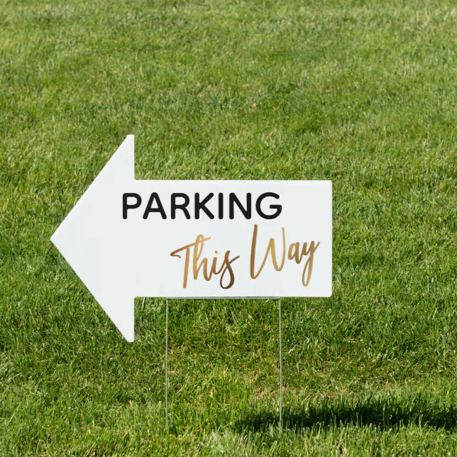 Gold Accent Parking This Way Simple Arrow Sign | Zazzle