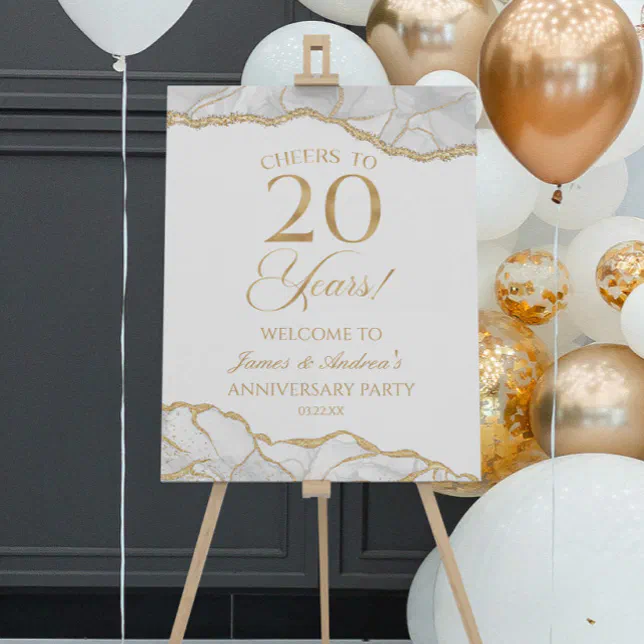 Gold Agate 20th Anniversary Party Welcome Sign | Zazzle