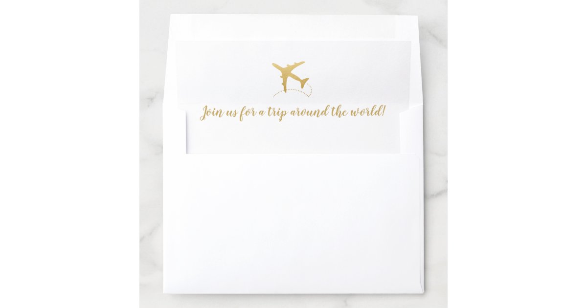 Gold Airplane Destination Travel Envelope Liner | Zazzle