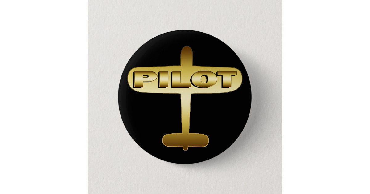 GOLD AIRPLANE PILOT BUTTON | Zazzle
