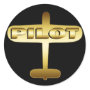 GOLD AIRPLANE PILOT CLASSIC ROUND STICKER | Zazzle