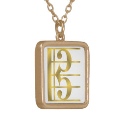 Gold Alto clef music symbol pendant necklace | Zazzle