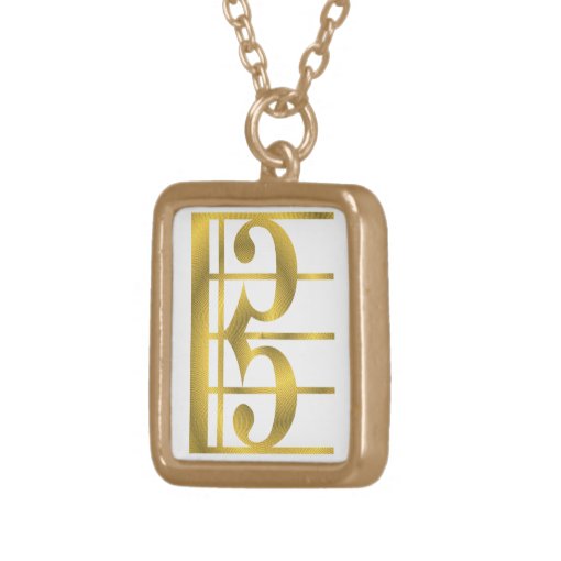 Gold Alto clef music symbol pendant necklace | Zazzle