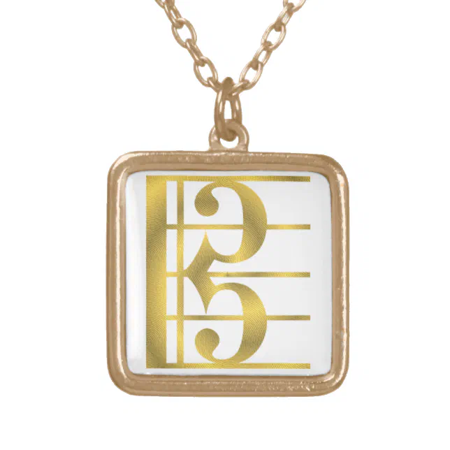 Gold Alto clef music symbol pendant necklace | Zazzle