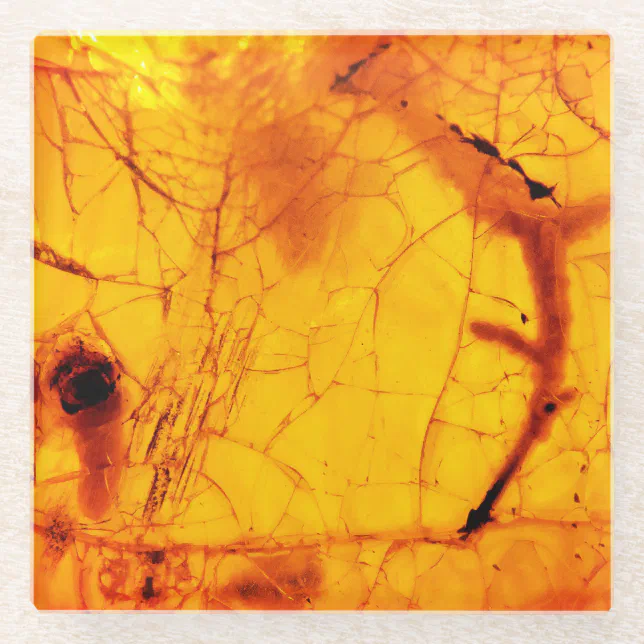 Gold Amber Stone Glass Coaster | Zazzle