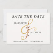 Gold Ampersand Simple Fall Wedding Photo Save The Date | Zazzle