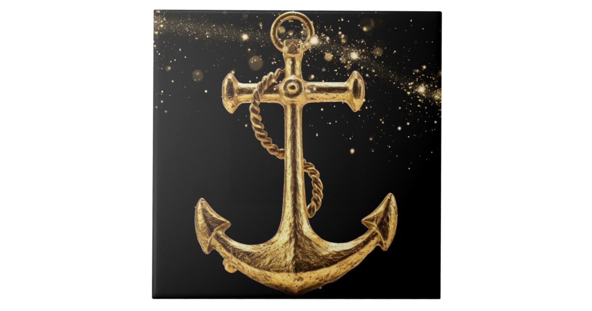 Gold Anchor Ceramic Tile | Zazzle