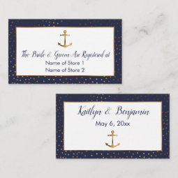 Gold Anchor Confetti, Navy Wedding Registry Cards | Zazzle