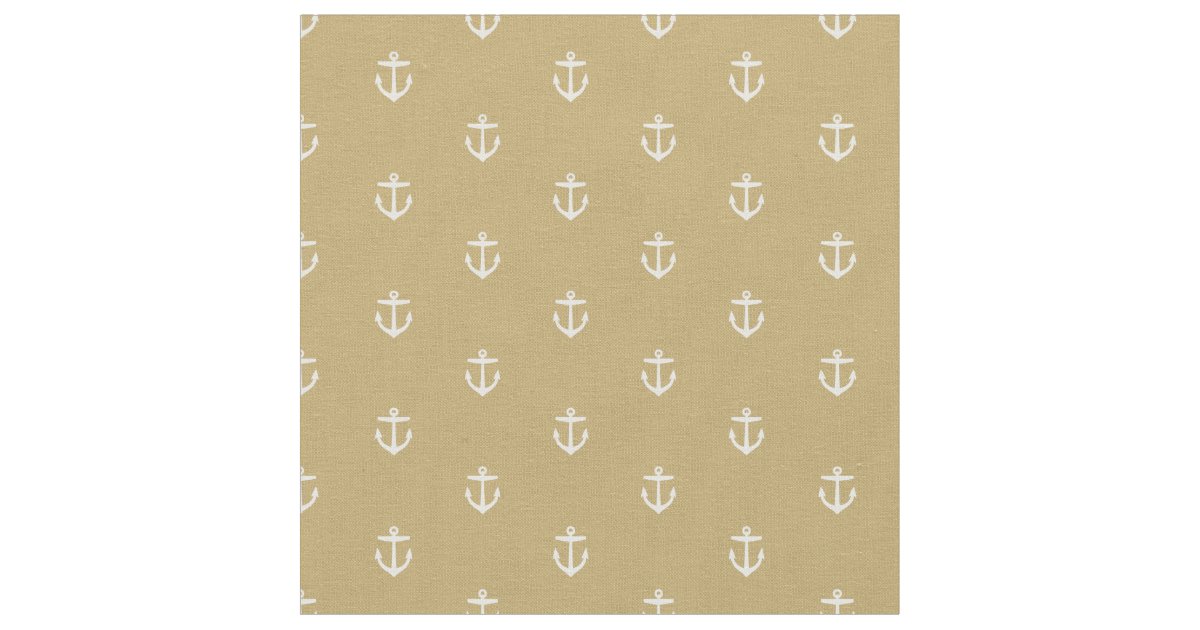 Gold Anchor Print Fabric | Zazzle
