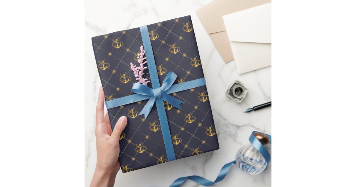 Gold Anchor Wrapping Paper | Zazzle