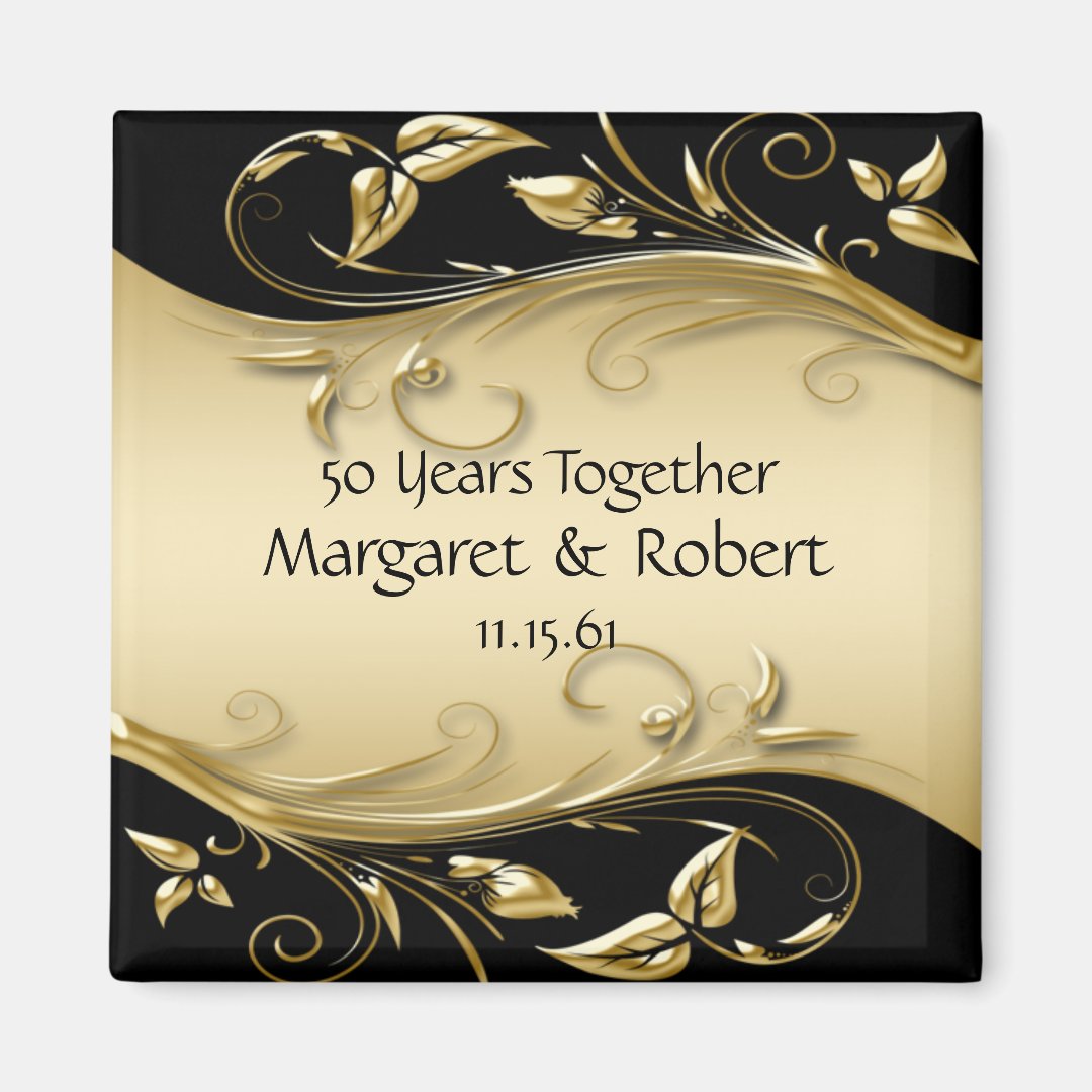 Gold and Black 50th Anniversary Magnet | Zazzle