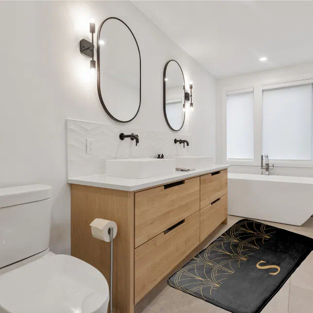 Gold And Black Art Deco Bath Mat | Zazzle