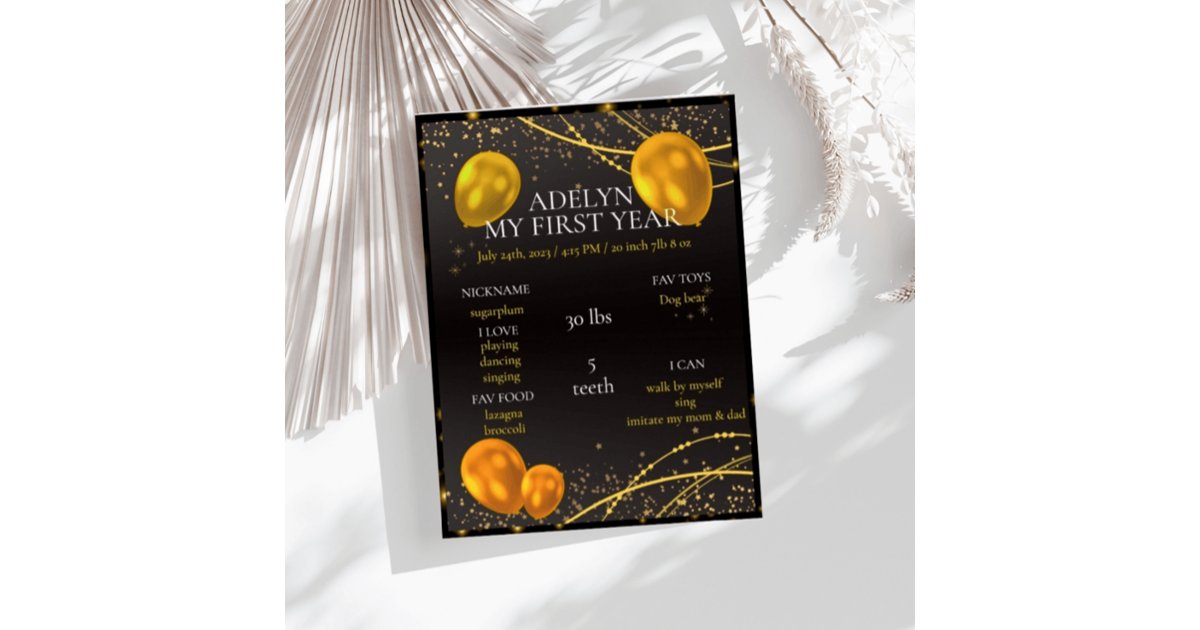 "Gold and Black Baby First Birthday year" Poster | Zazzle