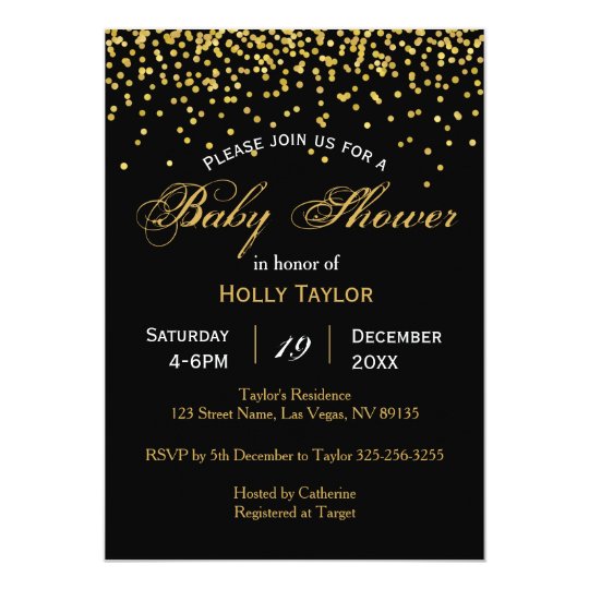 Gold and Black Baby Shower Invitation | Zazzle.com