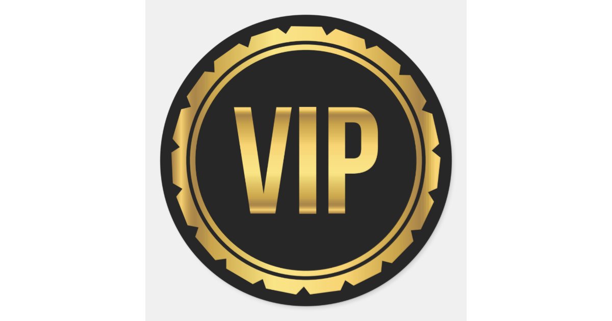 Gold and Black Circle VIP Party Pass Classic Round Sticker | Zazzle