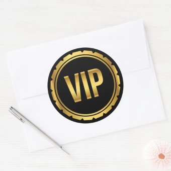 Gold and Black Circle VIP Party Pass Classic Round Sticker | Zazzle